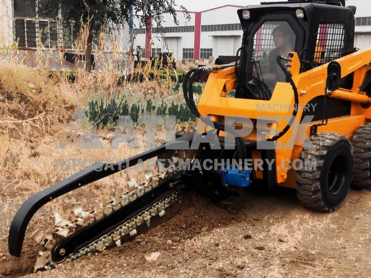 ATLAPEX Skid Steer Loader with Chain Trencher