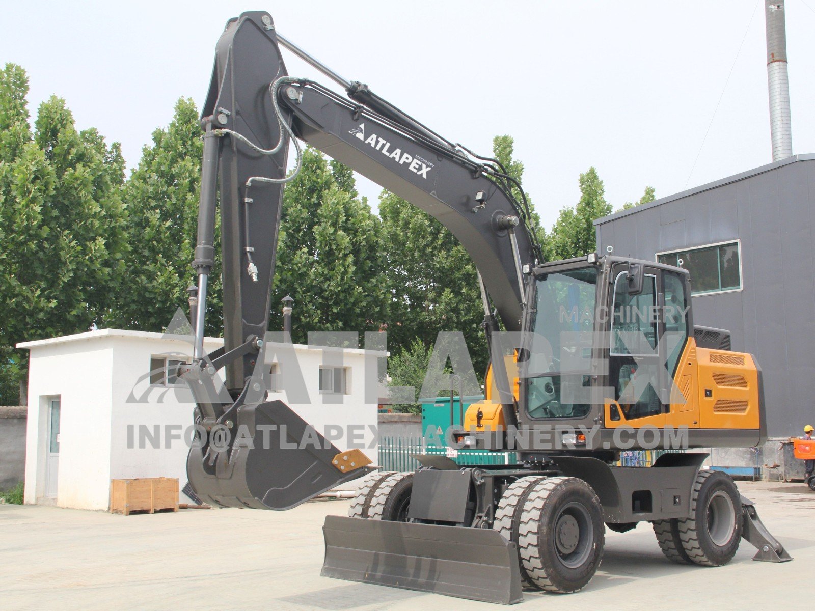 ATLAPEX APX150W Wheeled Excavators with Front Dozer Blade and Rear ...